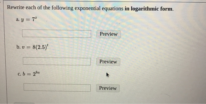 Solved For each of the following logarithmic expressions, | Chegg.com