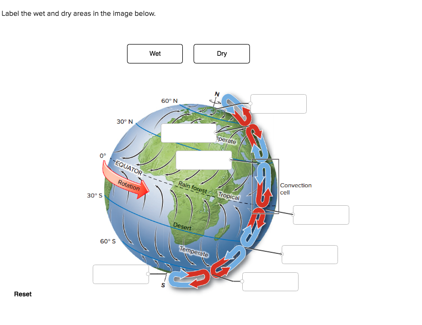 Solved Label the wet and dry areas in the image below. Dry | Chegg.com