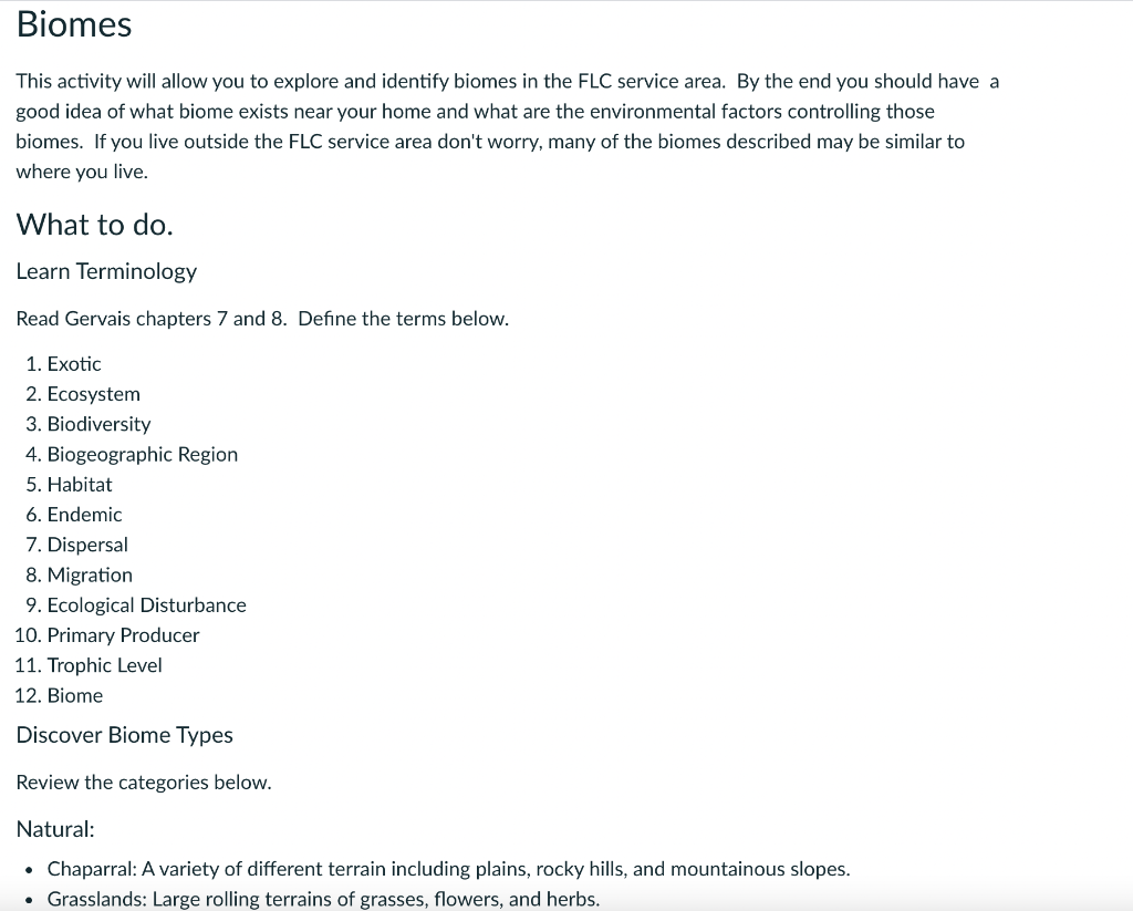 Solved Biomes This activity will allow you to explore and | Chegg.com