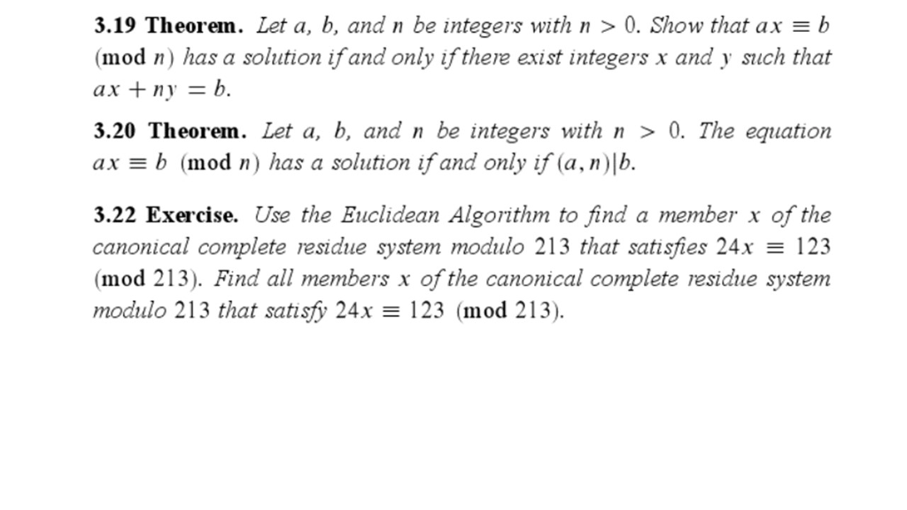 Solved 3.19 Theorem. Let a, b, and n be integers with n >0. | Chegg.com