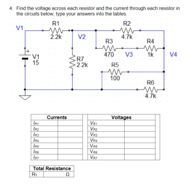 Solved Find the voltage across each resistor and the current | Chegg.com