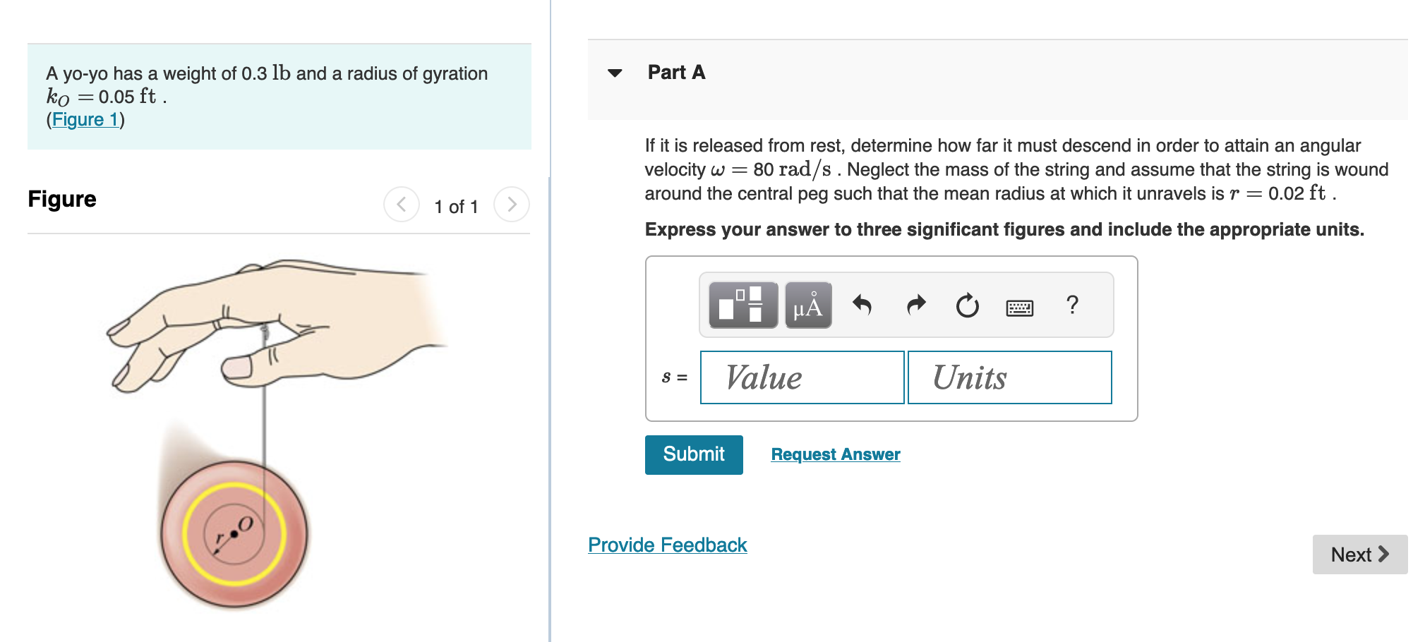 Solved A yo-yo has a weight of 0.3lb and a radius of | Chegg.com
