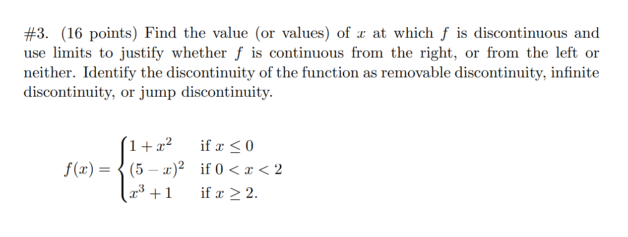 Solved #3. (16 points) Find the value (or values) of x at | Chegg.com