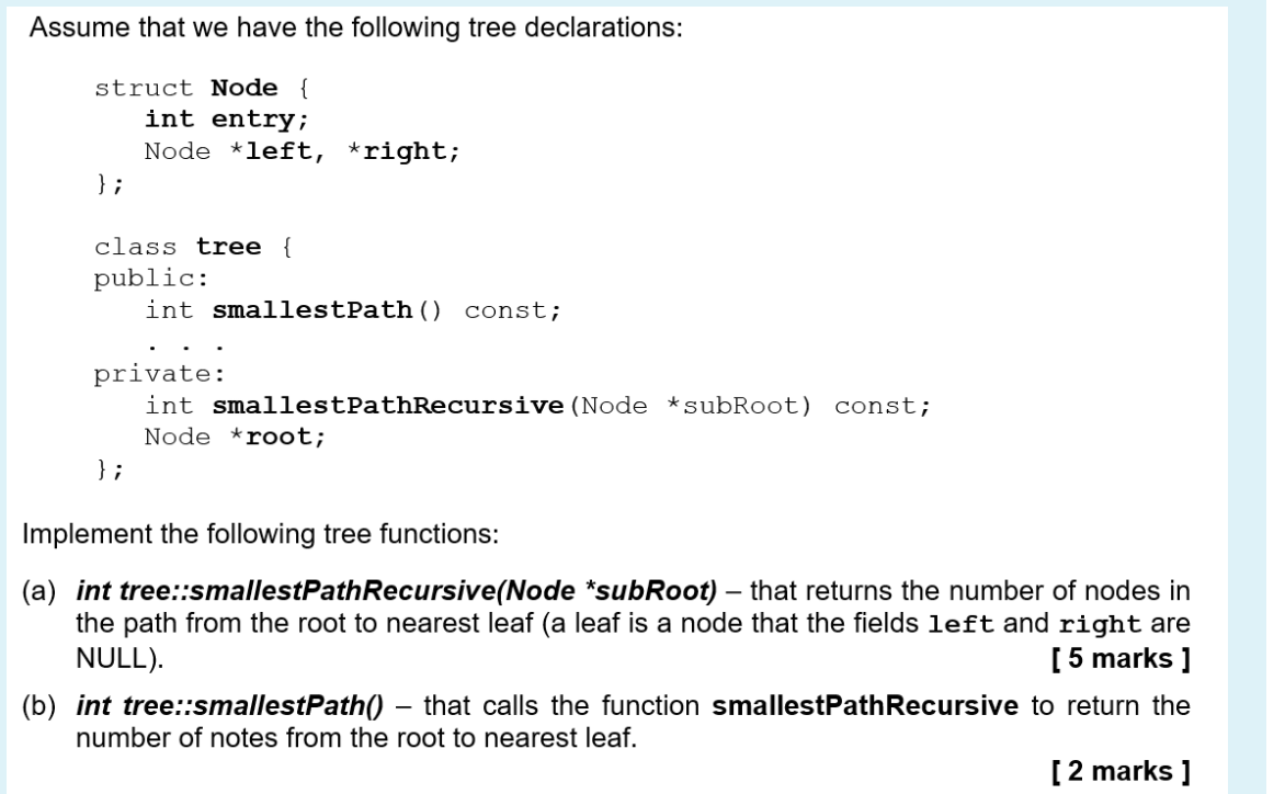 Solved Assume that we have the following tree declarations: | Chegg.com