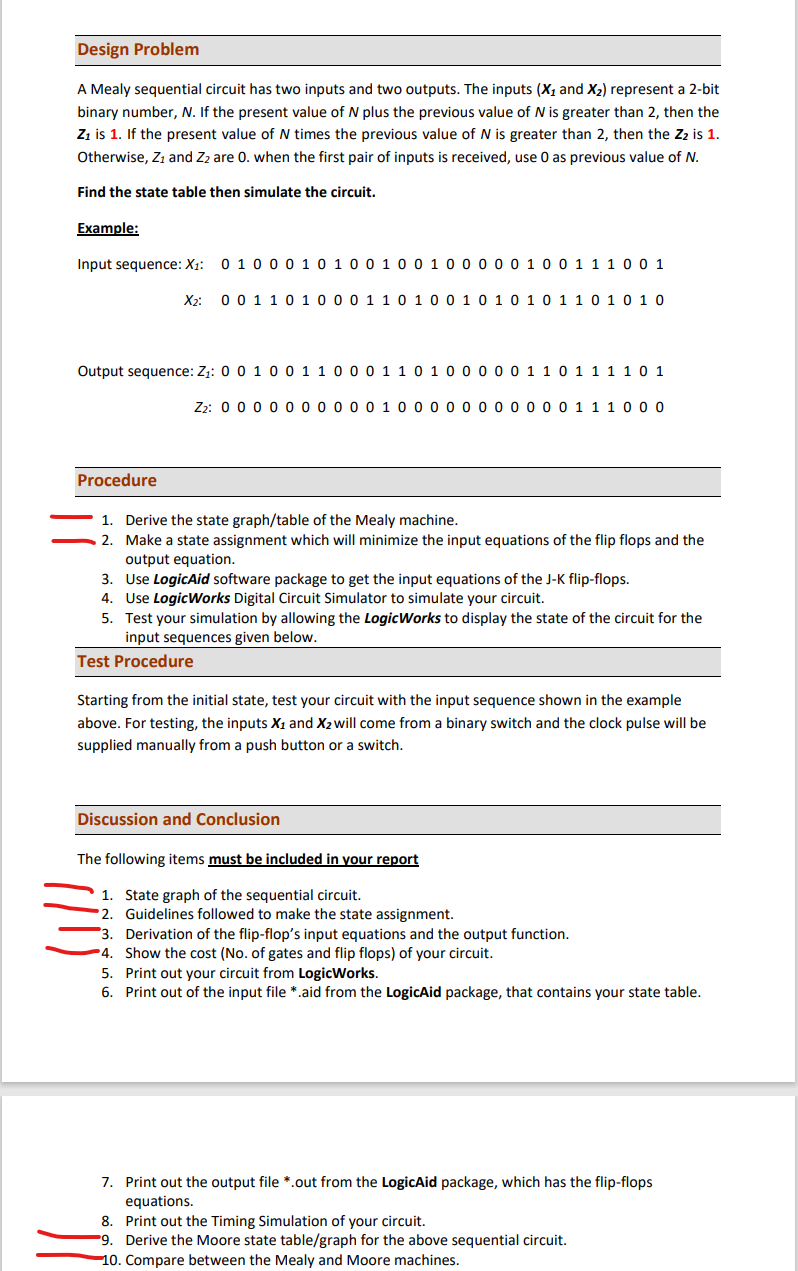Solved Design Problem A Mealy sequential circuit has two | Chegg.com