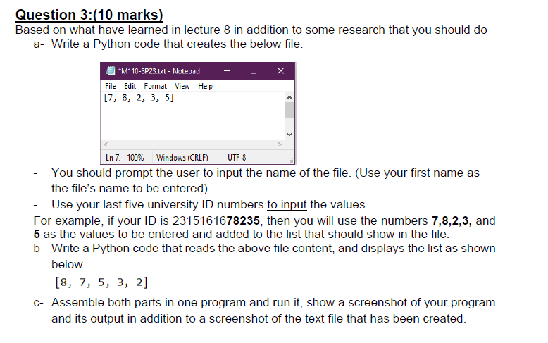 Question 3:(10 marks) Based on what have learned in | Chegg.com