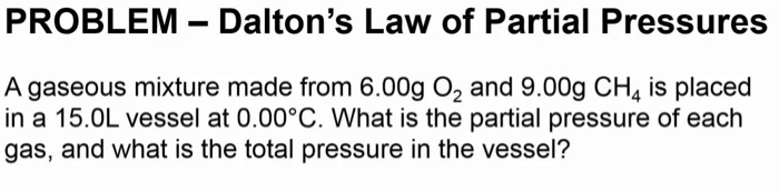 Solved PROBLEM Dalton's Law of Partial Pressures A gaseous | Chegg.com