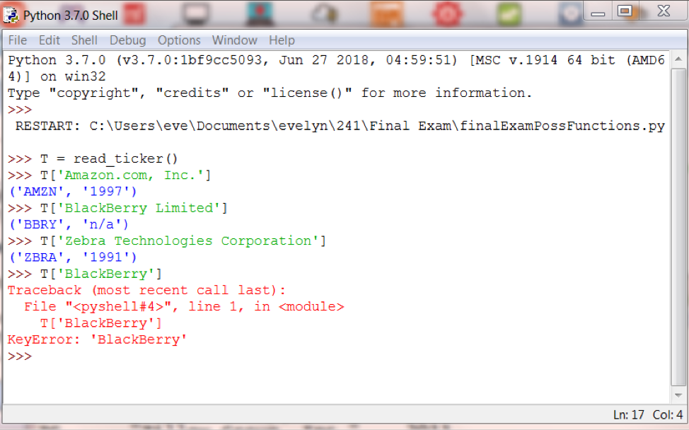 Solved IN PYTHON Write a function read_ticker() that | Chegg.com