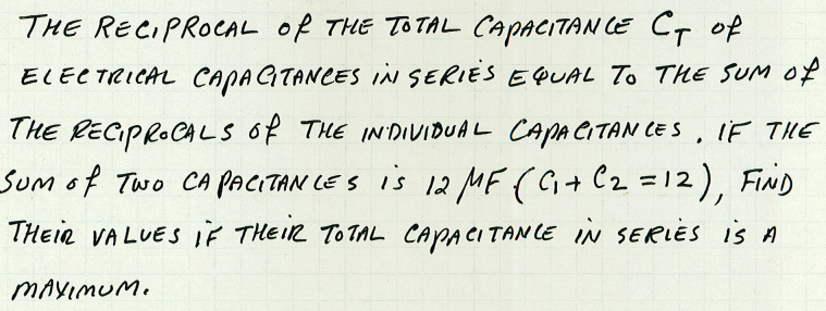 Solved THE RECIPROCAL OF THE Total CAPACITANCE CT of | Chegg.com