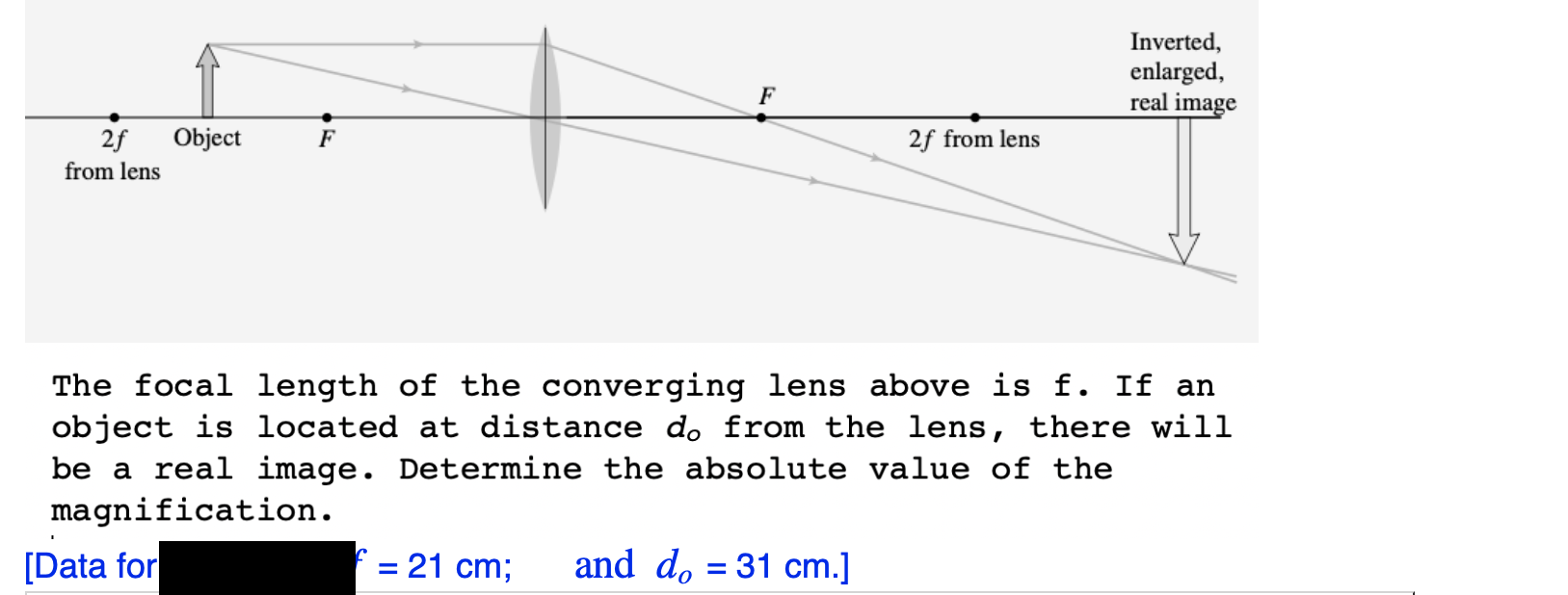 Solved The focal length of the converging lens above is f. | Chegg.com