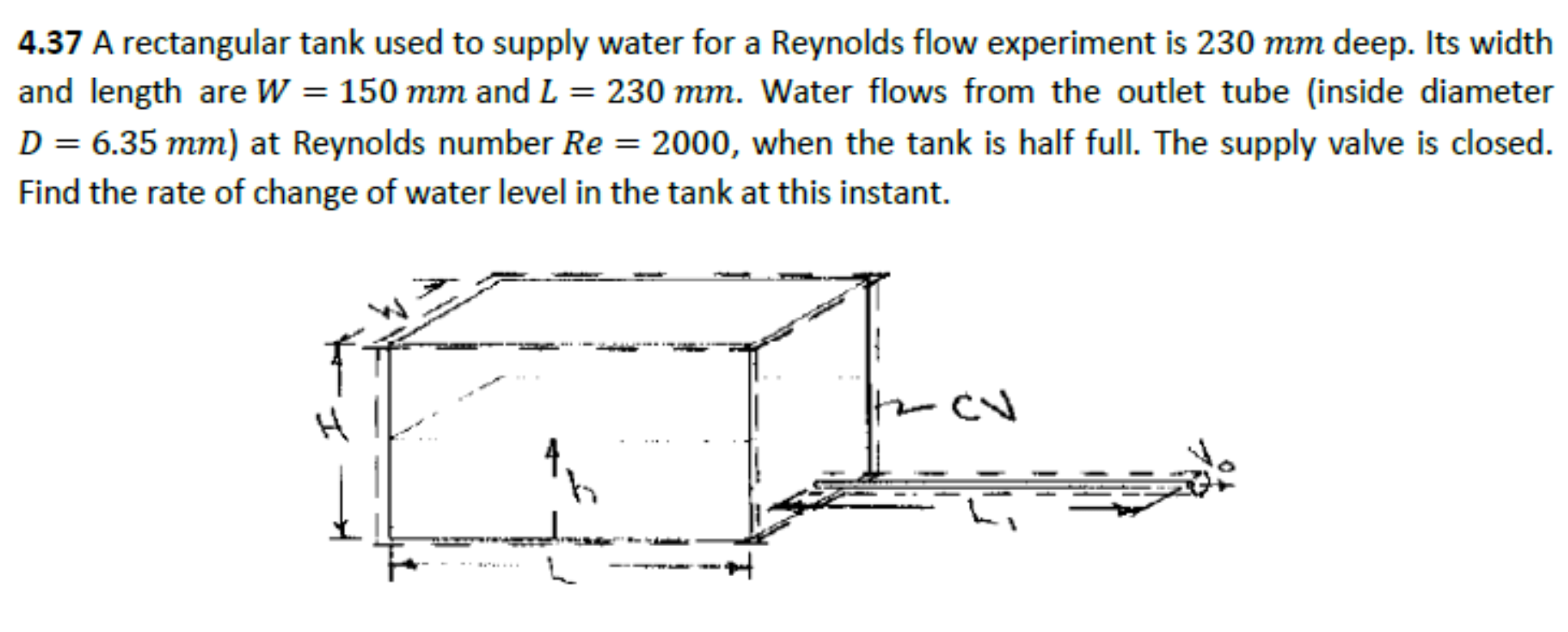 Solved 4.37 A rectangular tank used to supply water for a | Chegg.com