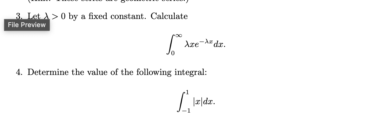 Solved Let λ>0 ﻿by a fixed constant. CalculateFile | Chegg.com