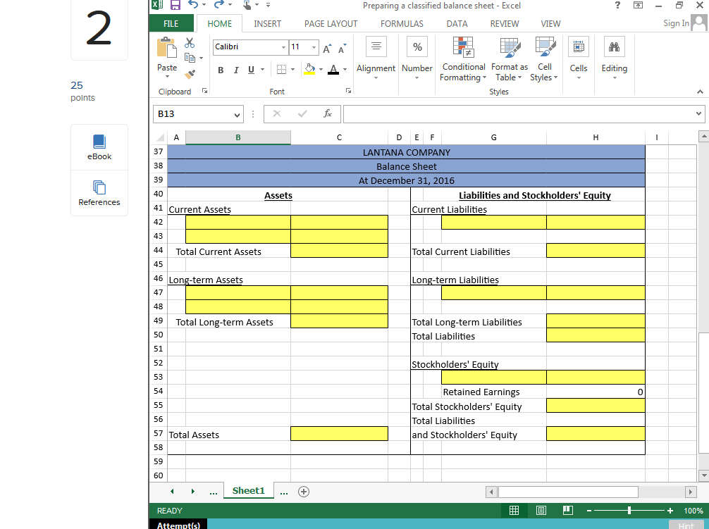 Solved DL Preparing a classified balance sheet - Excel ? - u | Chegg.com