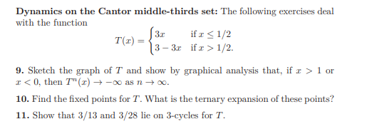 Solved Dynamics on the Cantor middle-thirds set: The | Chegg.com
