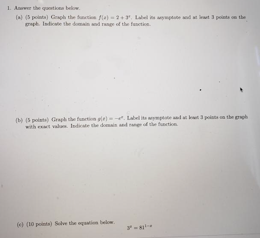 Solved 1. Answer the questions below. (a) (5 points) Graph | Chegg.com