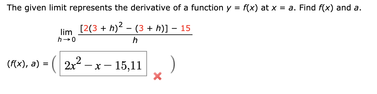 Solved The given limit represents the derivative of a | Chegg.com