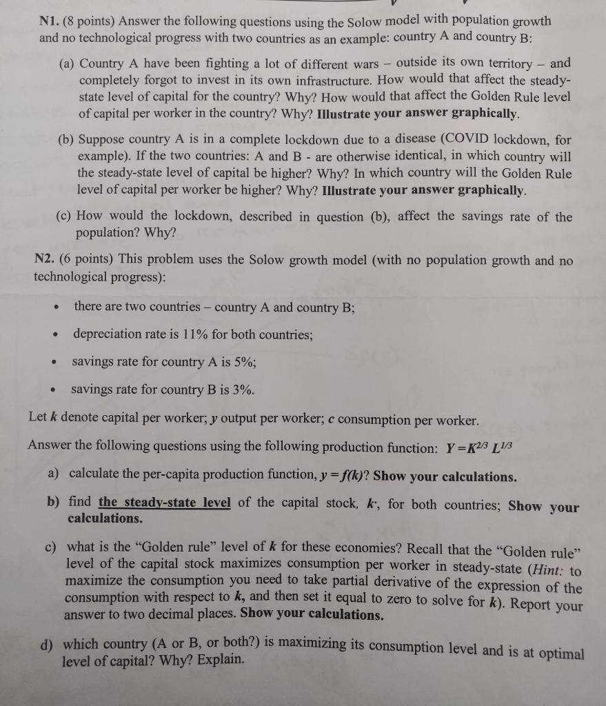 Solved N1. (8 points) Answer the following questions using | Chegg.com