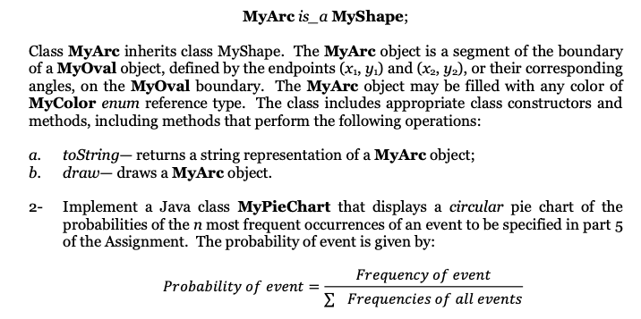 Solved Myarc Isa Myshape Class Myarc Inherits Class 