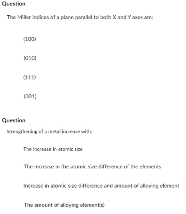 Solved The Miller indices of a plane parallel to both X and | Chegg.com