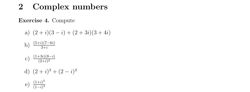 Solved 2 Complex numbers Exercise 4. Compute a) | Chegg.com