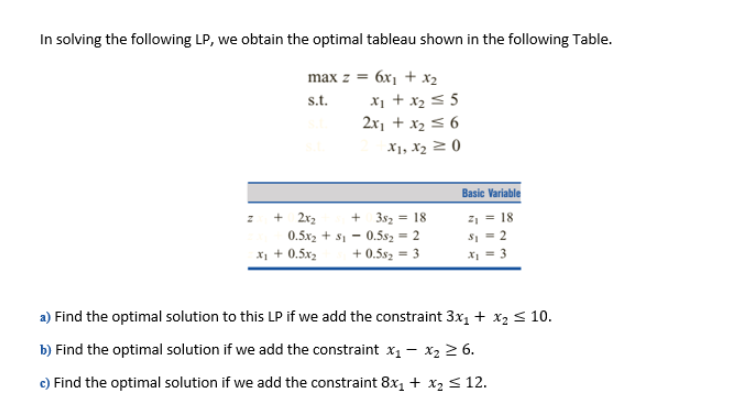 Solved Solution: 2a. Since the current optimal solution | Chegg.com