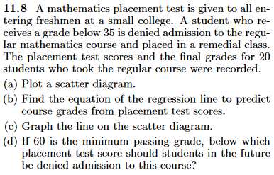 Solved 11.8 A mathematics placement test is given to all en- | Chegg.com