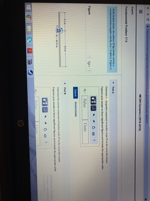 Solved ME309 Dynamics (2018-2019) hw10 Fundamental Problem | Chegg.com