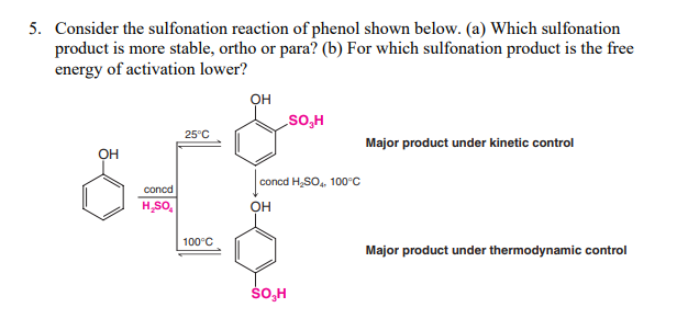 Solved 5. Consider the sulfonation reaction of phenol shown | Chegg.com