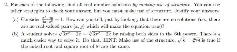 Solved 2. For each of the following, find all real-number | Chegg.com