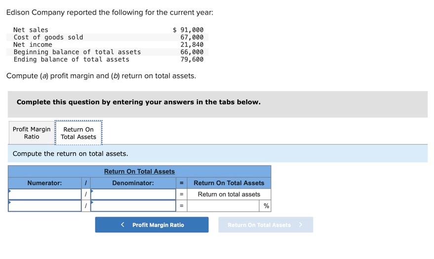 Solved QS 13-15 (Algo) Computing profit margin and return on | Chegg.com