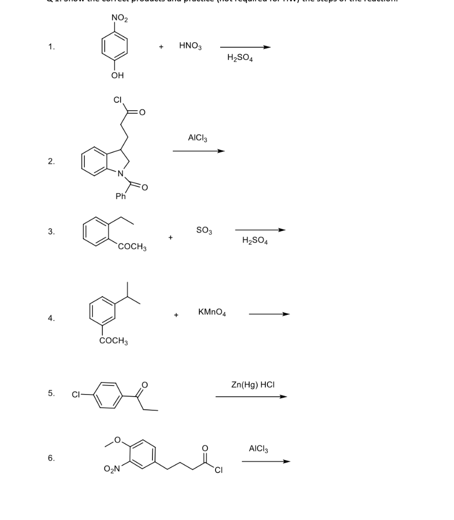 Solved NO2 1. HNO3 H2SO4 OH CI AICI: 2. Ph 3. SO3 H2SO4 | Chegg.com