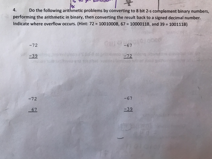 Solved 4. Do the following arithmetic problems by converting | Chegg.com
