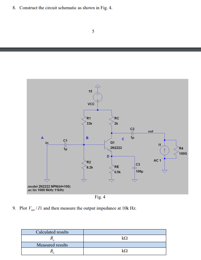 Solved B. Circuit Simulation 1. Construct the common emitter | Chegg.com
