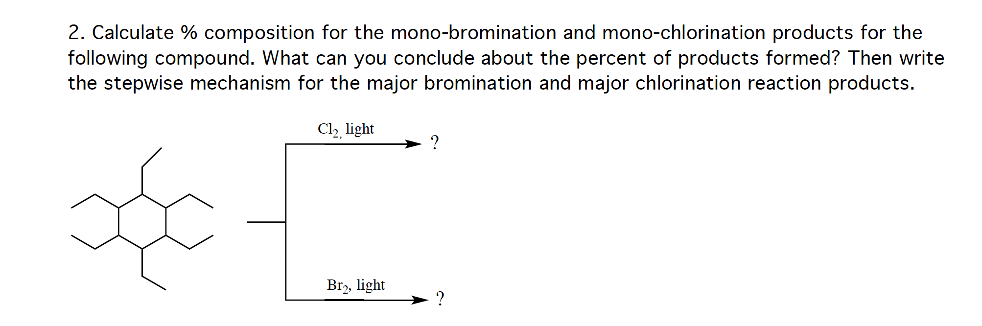 Solved 2 Calculate Composition For The Mono Bromination