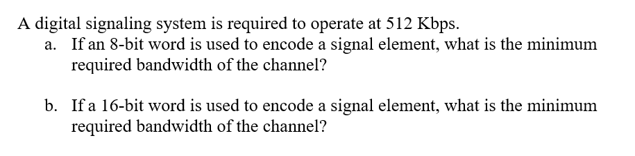Solved A digital signaling system is required to operate at | Chegg.com