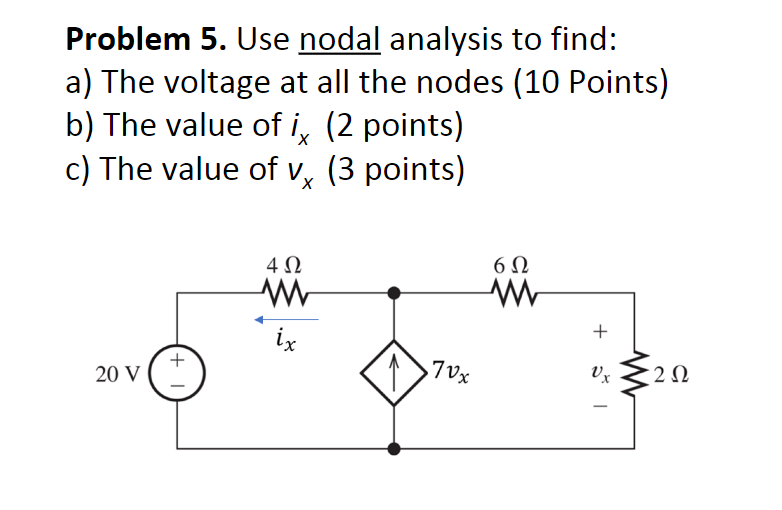 Solved Problem 5. Use nodal analysis to find: a) The voltage | Chegg.com