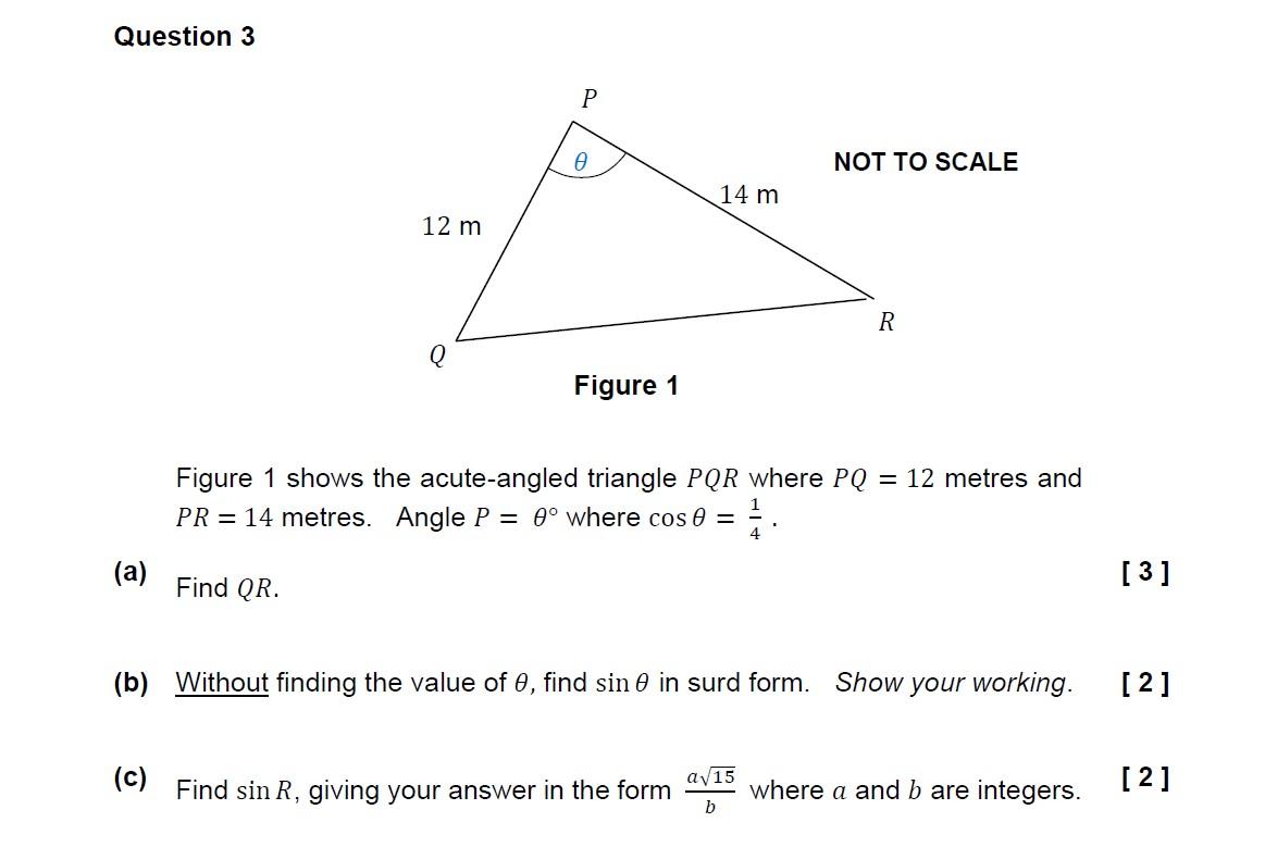 Solved Question 3 Figure 1 shows the acute-angled triangle | Chegg.com