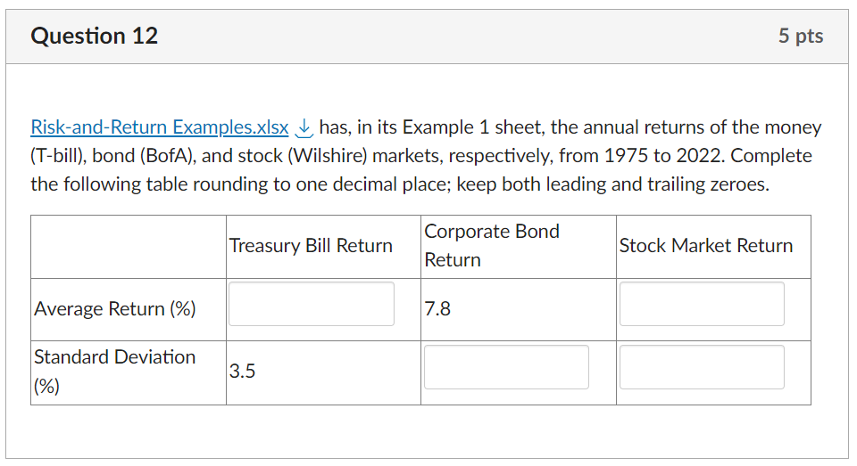 Risk-and-Return Examples.xlsx Download | Chegg.com
