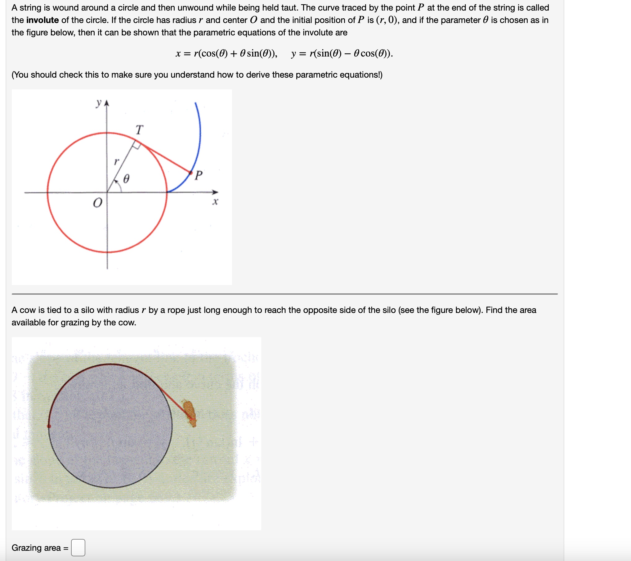 Solved A string is wound around a circle and then unwound | Chegg.com