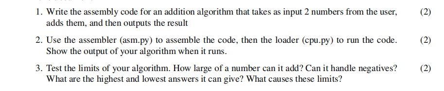 Solved (2) 1. Write the assembly code for an addition | Chegg.com