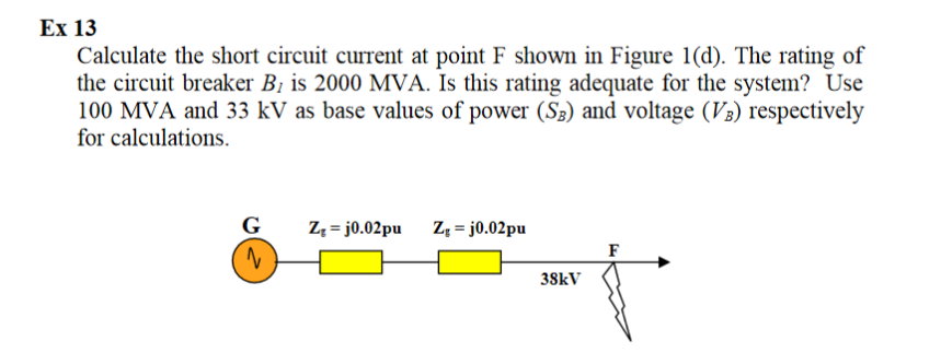 Solved Ex 13 Calculate the short circuit current at point F | Chegg.com