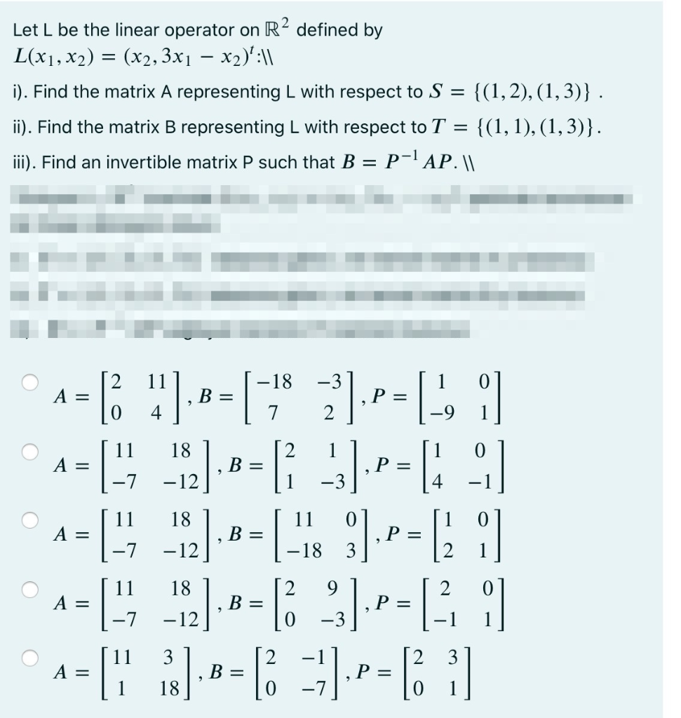 Solved Let L be the linear operator on R2 defined by L(x1, | Chegg.com