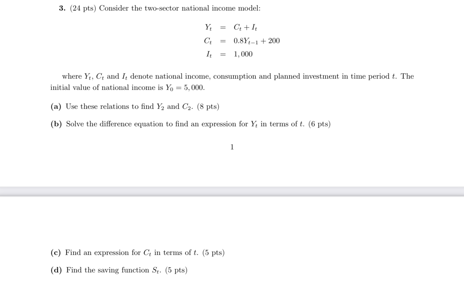 Solved 3. (24 pts) Consider the two-sector national income | Chegg.com