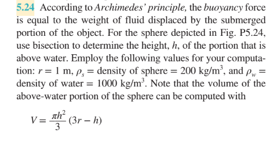 Solved 5.24 According to Archimedes' principle, the buoyancy | Chegg.com