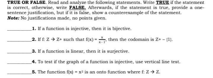Solved TRUE OR FALSE. Read and analyze the following | Chegg.com