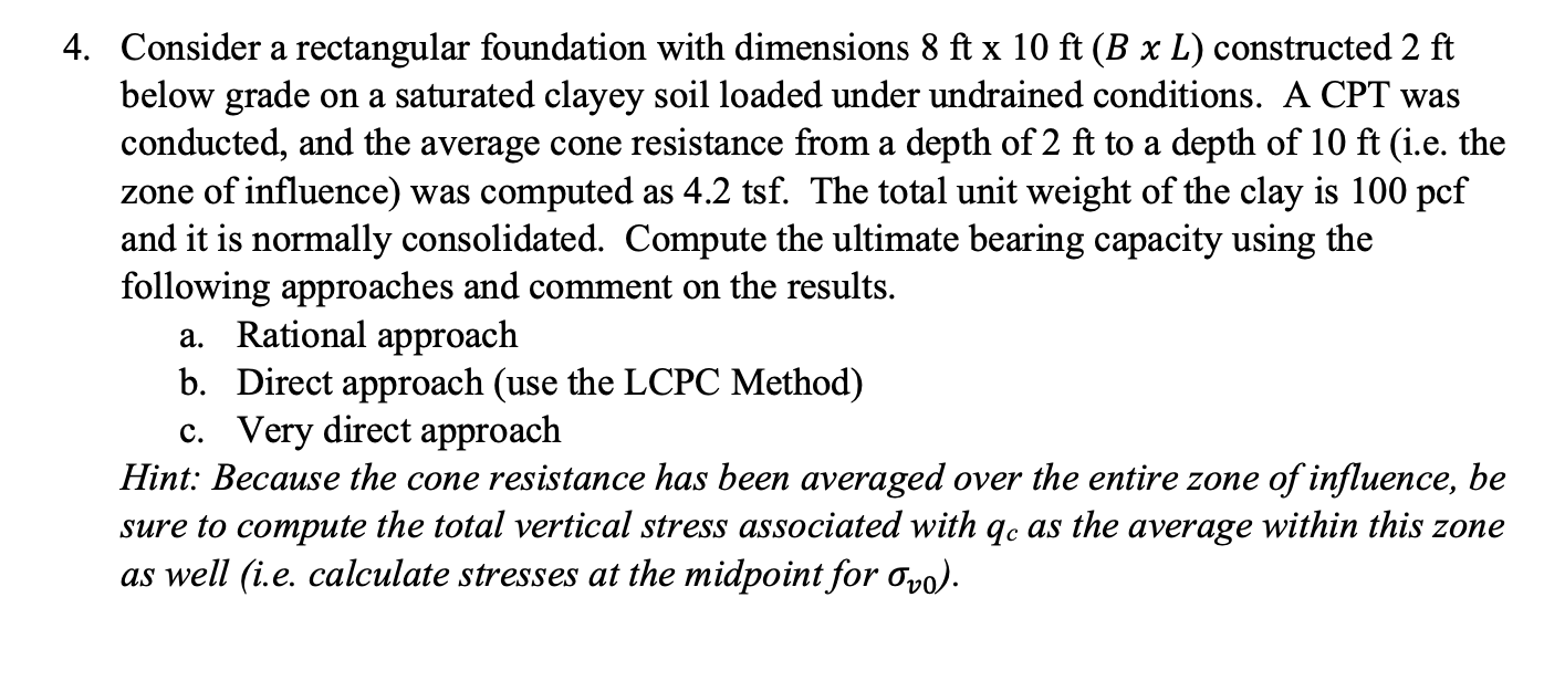 4. Consider a rectangular foundation with dimensions | Chegg.com