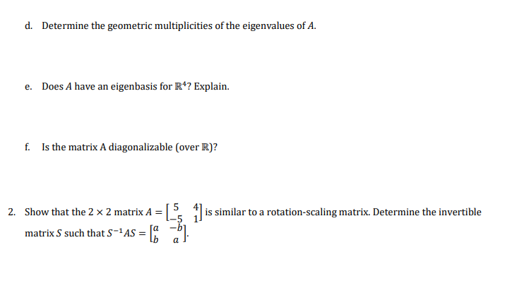 Solved 00001 1. Consider the 4 x 4 matrix A = 1 - 0 1 0 1 0 | Chegg.com