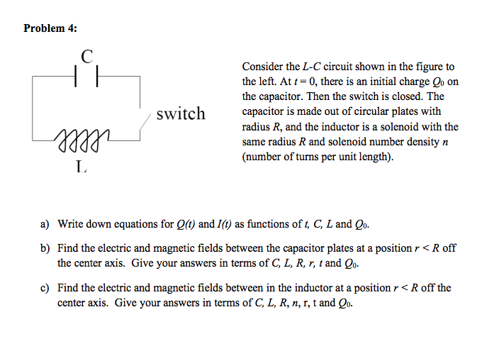 Solved Problem 4: Consider the L-C circuit shown in the | Chegg.com