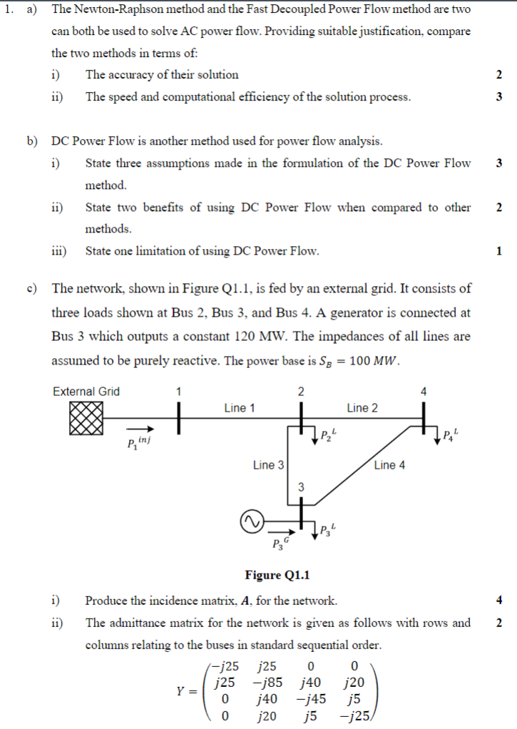 a) ﻿The Newton-Raphson method and the Fast Decoupled | Chegg.com