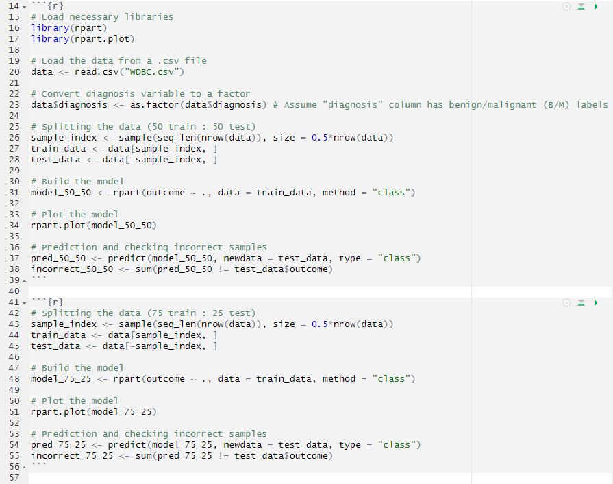 Solved RMarkdown helpYou need to use breast cancer data | Chegg.com